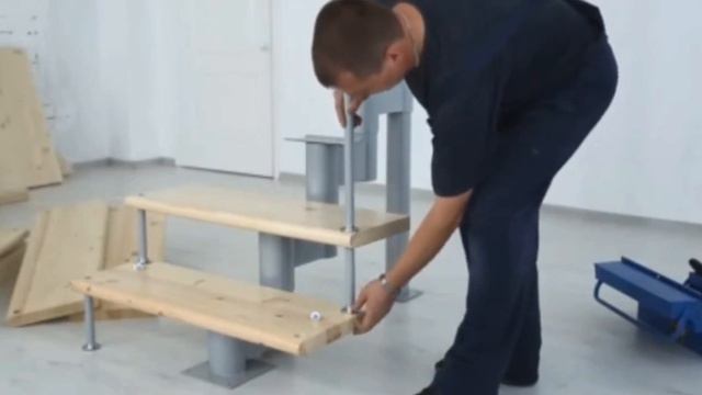 Монтаж модульной лестницы на металлокаркасе