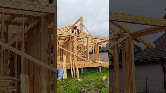Строим Каркасный Дом день 10-й день Стропила  #дастрой #каркасныйдом