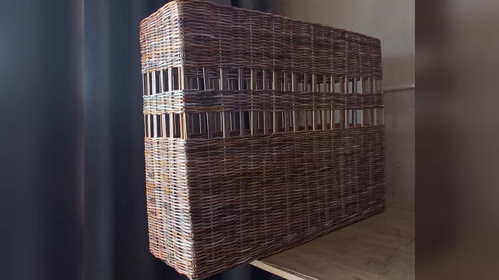 МК. Большой короб "Мережка" из бумажной лозы. Загибка. Часть 4. #201(4)