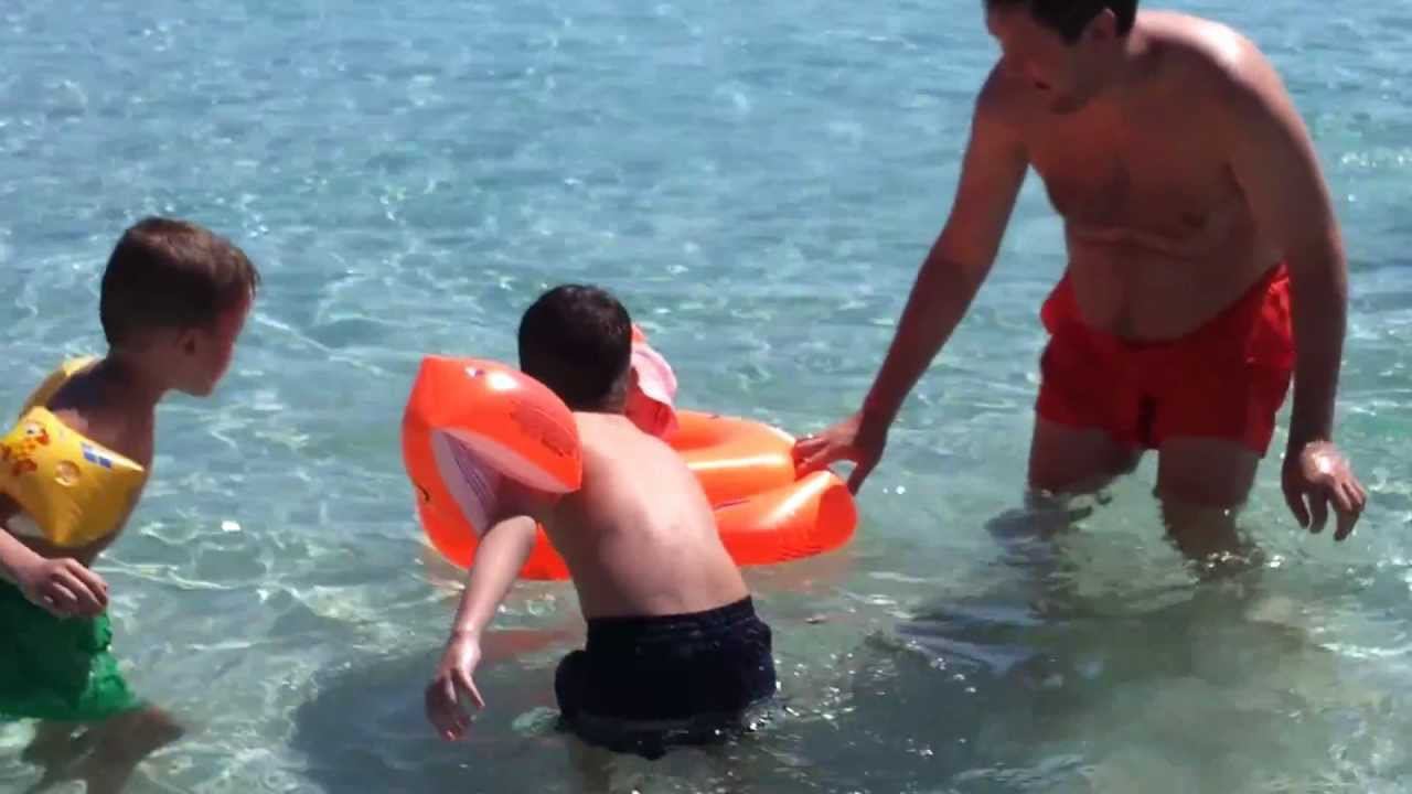 First Alise swiming in the sea, Protaras, Cyprus