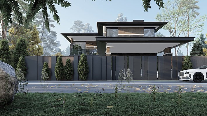 Эскизный проект. Современный дом в стиле Райта