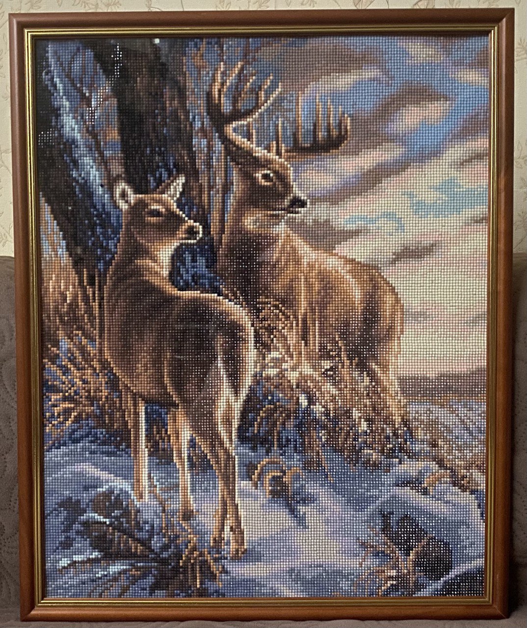 АЛМАЗНАЯ МОЗАИКА "ОЛЕНИ на СНЕГУ"