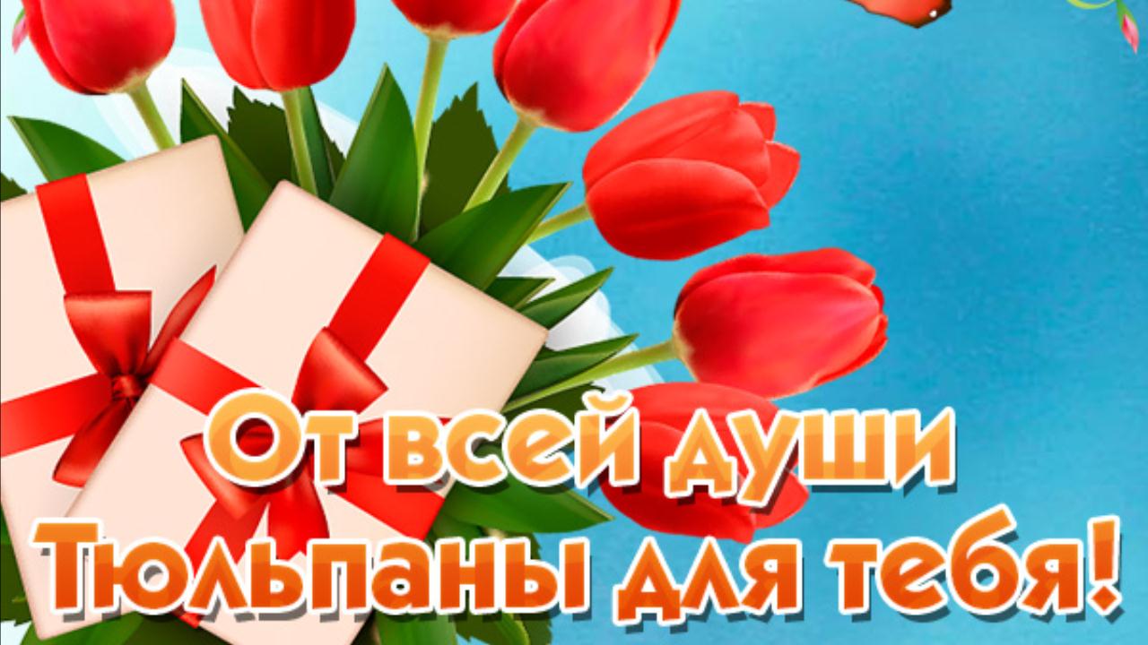 Красивые тюльпаны для Очаровательной Женщины Музыкальное поздравление от меня