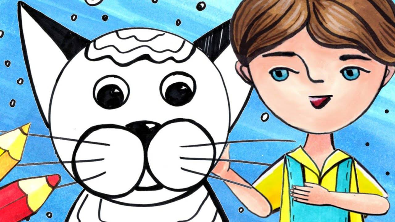 Рисуем портрет кошки с детьми 5-8 лет