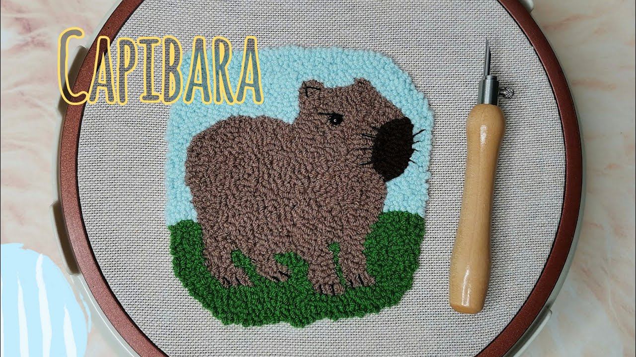 Капибара! Tafting! Ковровая Вышивка! Виктория Вяжет