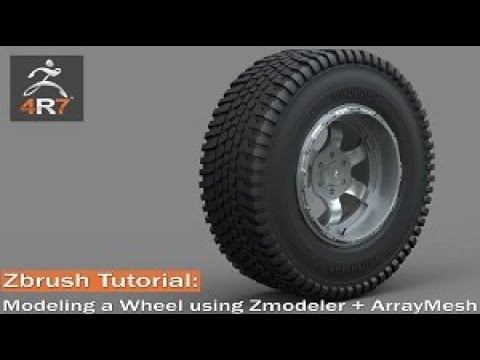 Zbrush 4r7 Tutorial   Modeling a Wheel using Zmodeler ArrayMesh Part 1