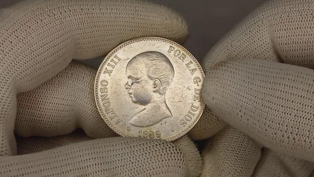 Испания 5 песет, 1889 года.