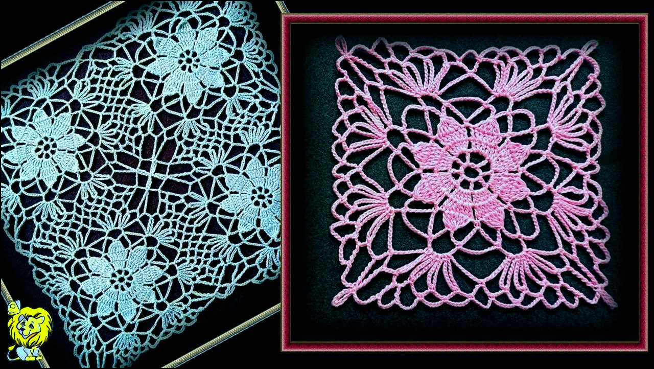 АЖУРНЫЙ КРУПНЫЙ КВАДРАТ КРЮЧКОМ