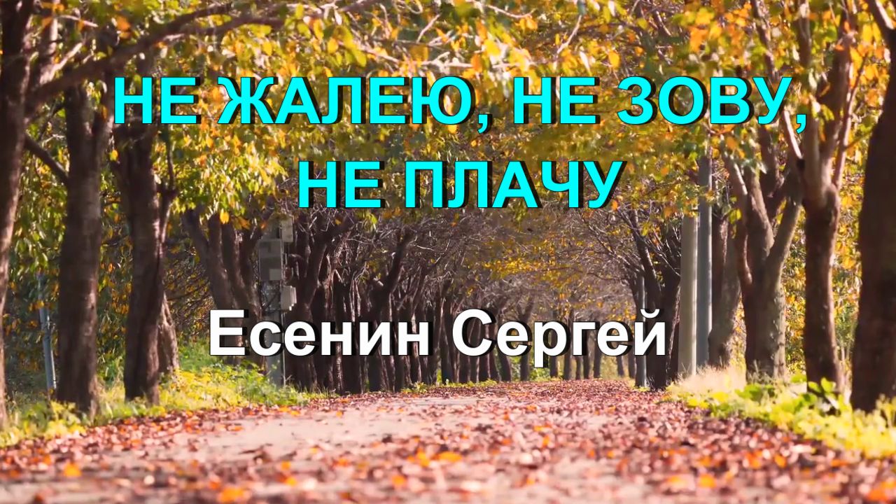 Стихотворение "Не жалею, не зову, не плачу"  Есенин Сергей