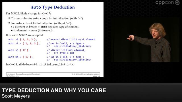 CppCon 2014: Scott Meyers "Type Deduction and Why You Care"