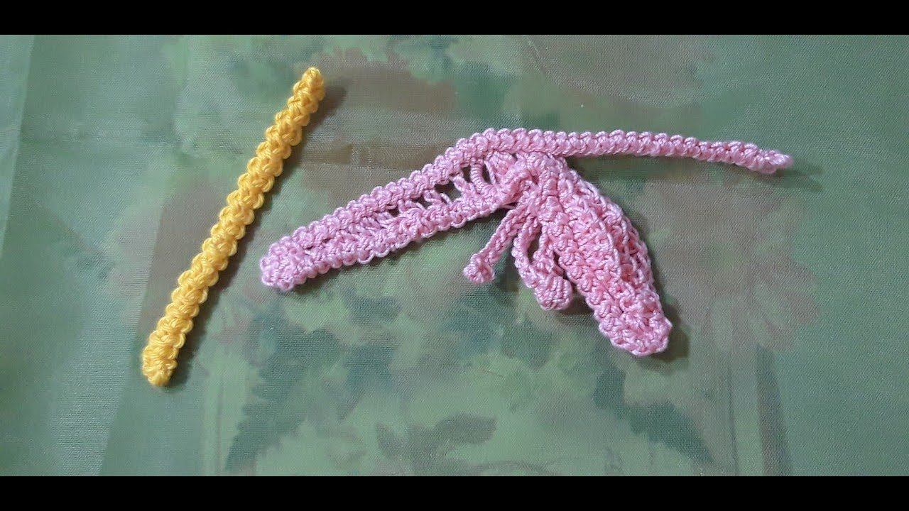 гусеничка на 2 ГРАНИ вязание крючком .ИРЛАНДСКОЕ КРУЖЕВО. Шнур гусеничка крючком .
