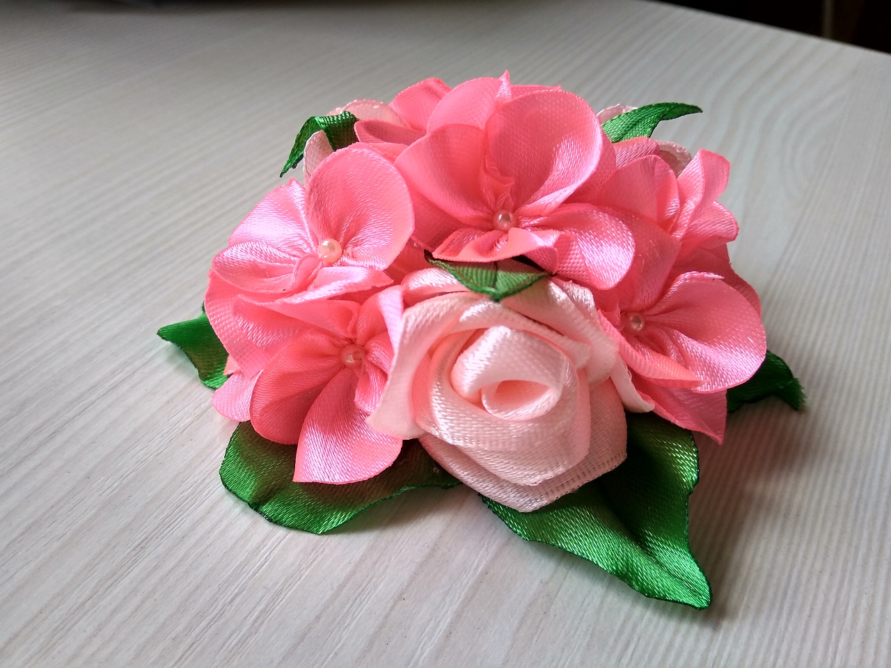 Украшение для волос с букетиком роз ?. Канзаши МК/DIY