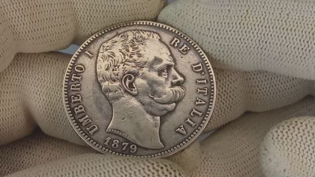 Италия 5 лир 1879 года.