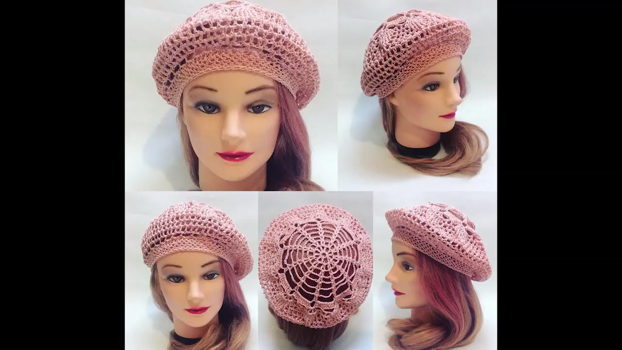 Урок вязания.Нежный Ажурный летний берет крючком Crochet beret