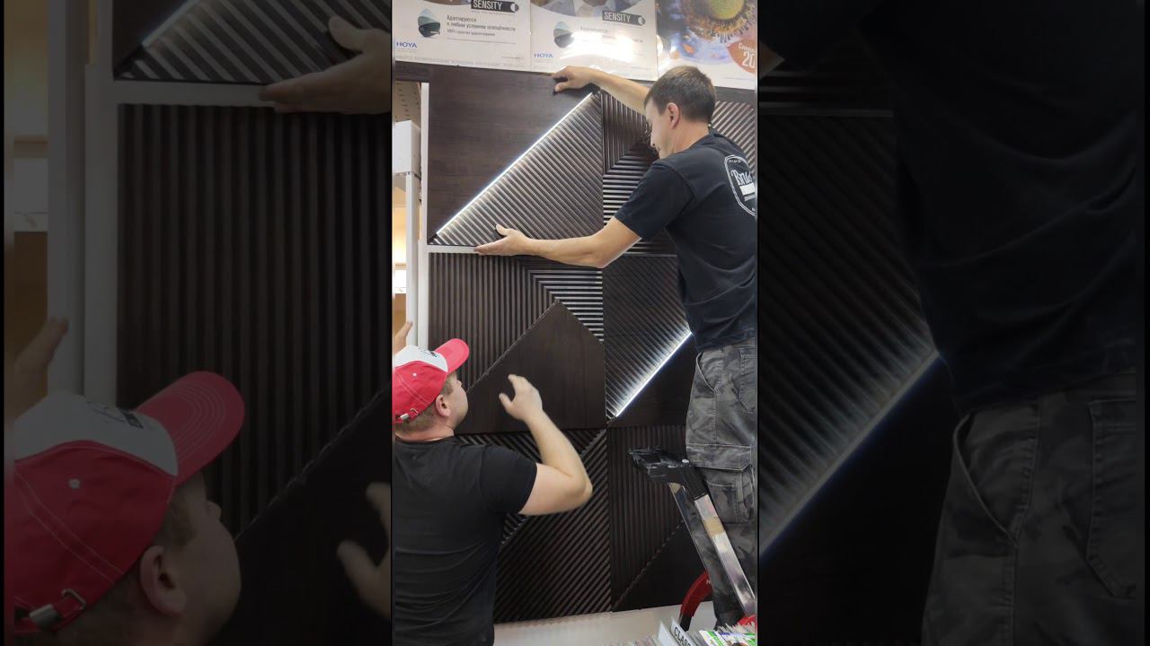 Рифленые гипсовые панели в ламинации Тик