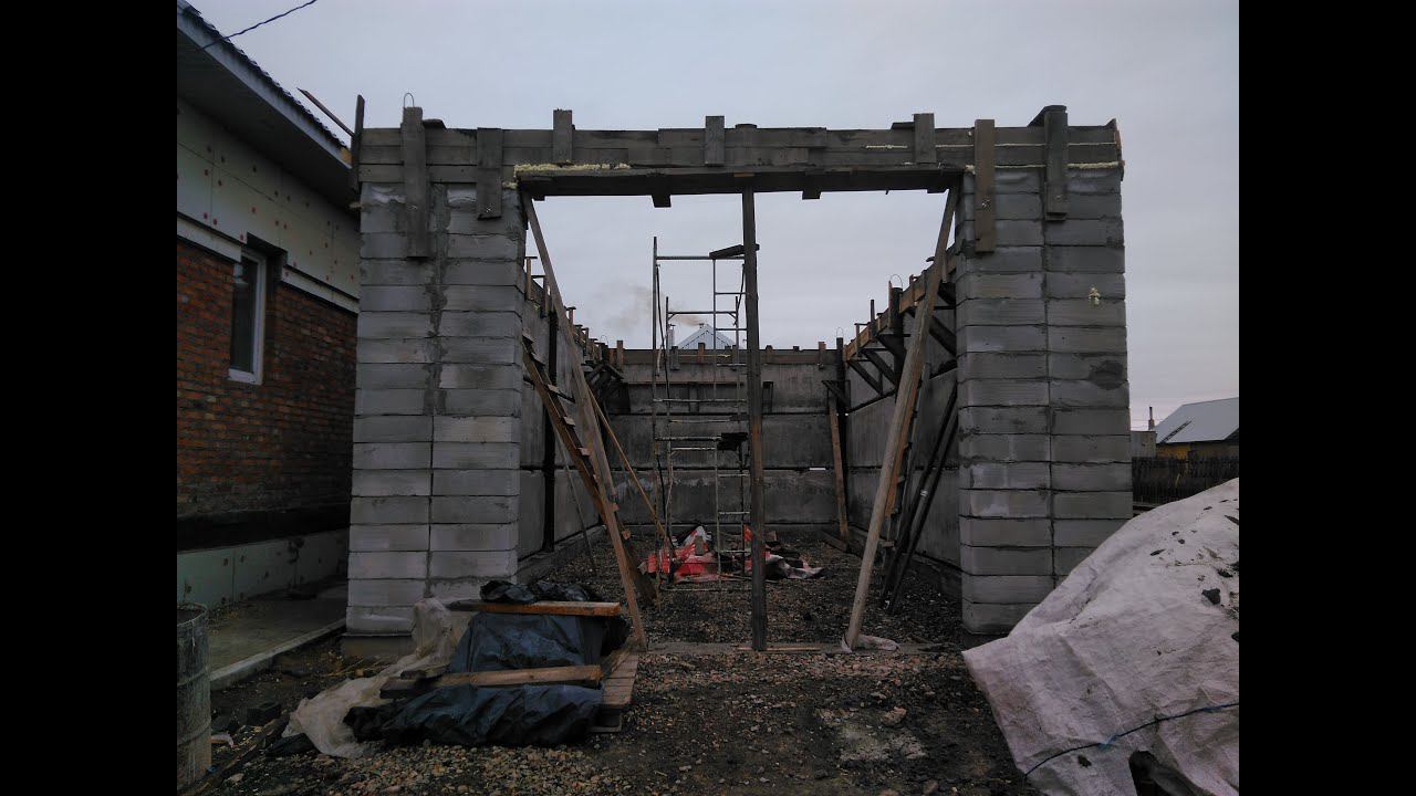 гараж 12х6 из газобетонных стеновых панелей