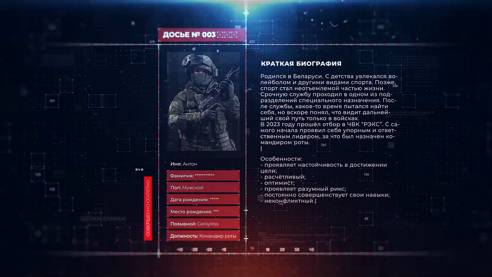 Личное дело №3. ЧВК ″РЭКС″ клан по игре Калибр.