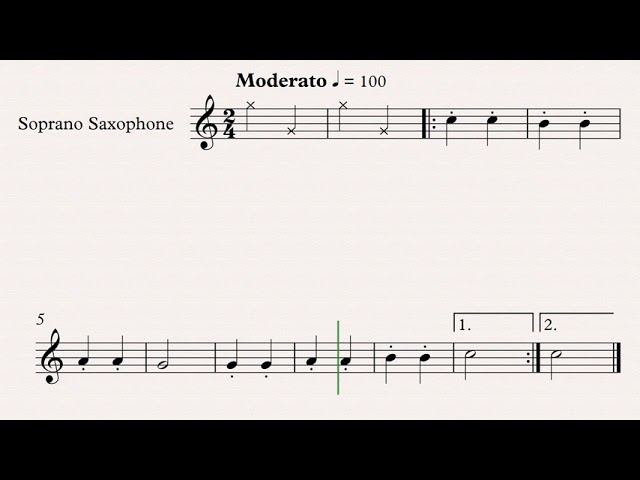 "Белка" А.Березняк  видеоминусовка и ноты для саксофона-сопрано. Темп 100