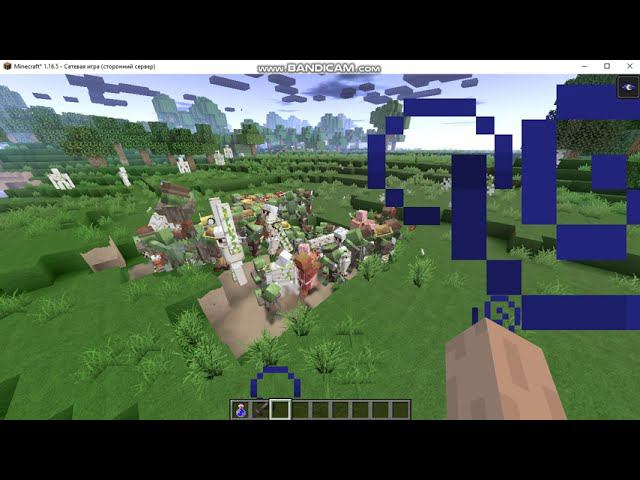 100 Iron Golem (Железных Големов) против армий зомби, скелетов, зомби жителей и т.д.