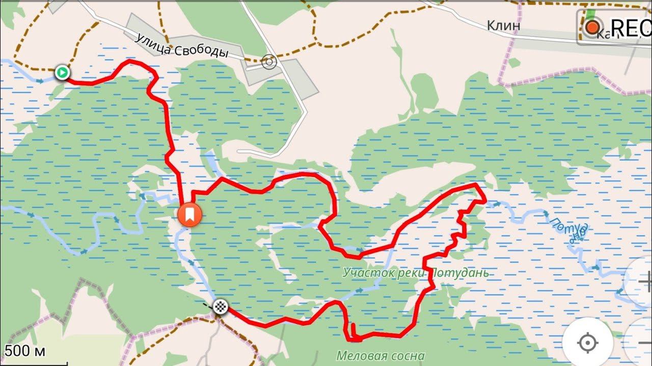 Круговой маршрут на сапборде по реке Потудань в районе села Солдатское. Запись от 11.10.23.