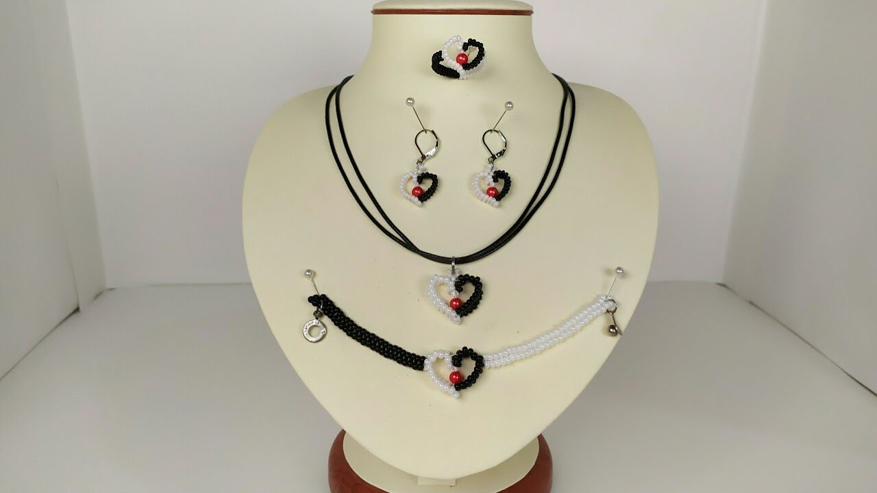 Украшения из бисера. Вариант 3_2 часть. Из бисера N 8. Комплект. Браслет, серьги, кольцо, кулон. МК.