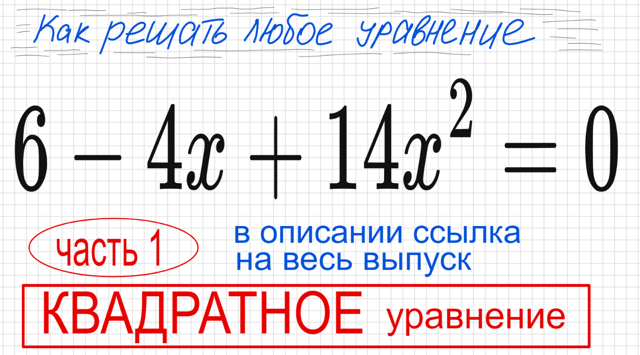 №1.6 Квадратное уравнение 6-4x+14x^2=0 Дискриминант
