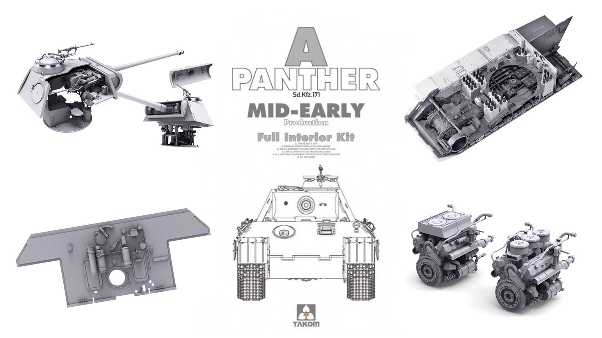 Немецкий средний танк Sd.Kfz.171 Panther A с полным интерьером в масштабе 1:35 от компании Takom