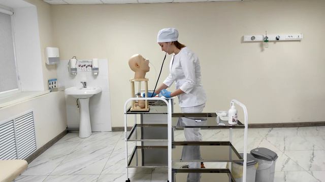 Уход за назогастральным зондом (если проба проводится шприцем Жане)