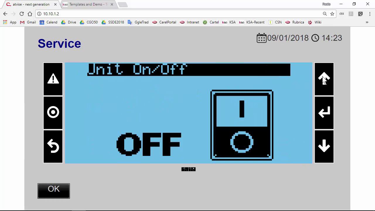 Carel. C.WEB. 16-Show Web PGD, Alarms List Trend. Foreign Objects.