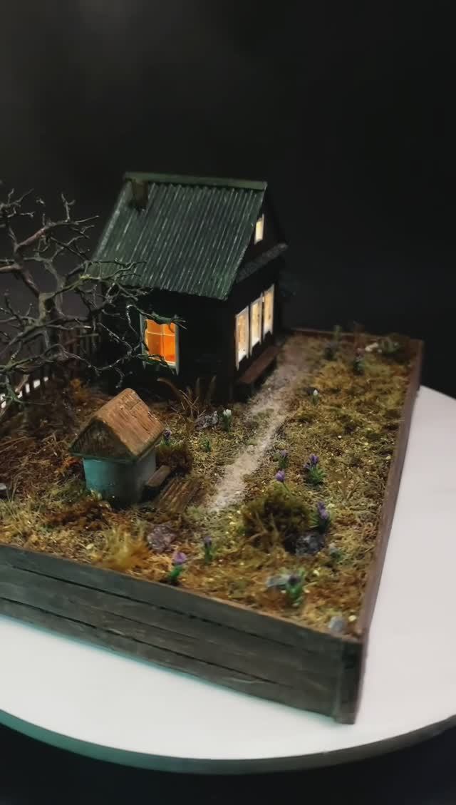 Простая подсветка для домика на диораме