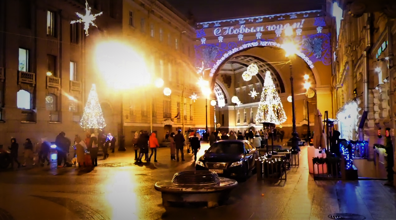Вечерний рождественский Санкт-Петербург. Новогодний Питер, центр! (Невский пр., ёлка на Дворцовой).