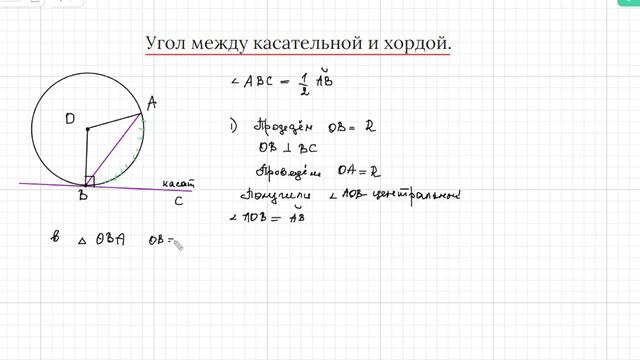 Задание 25 ОГЭ по математике. Угол между касательной и хордой.
