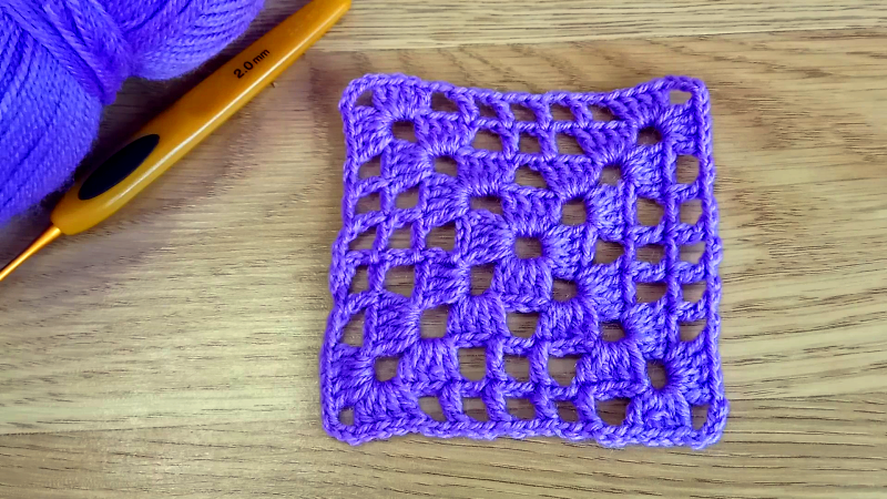 Простой квадратный МОТИВ крючком для начинающих. Подробный Мастер-класс и Схема