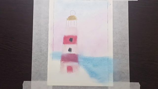 Рисунок сухой пастелью. Маяк