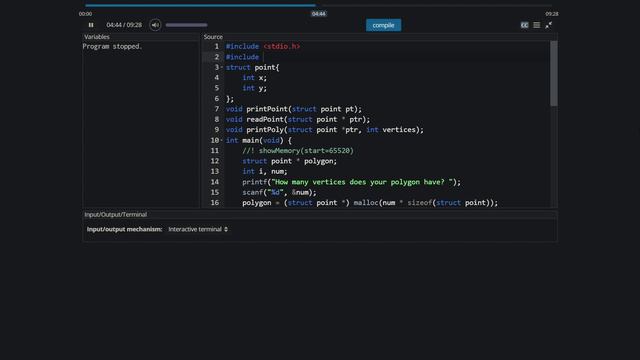 Allocate memory for structures