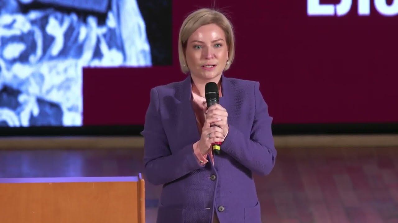 Приветственное слово Ольги Борисовны Любимовой и гашение почтовой марки к юбилею Е.Ф. Гнесиной