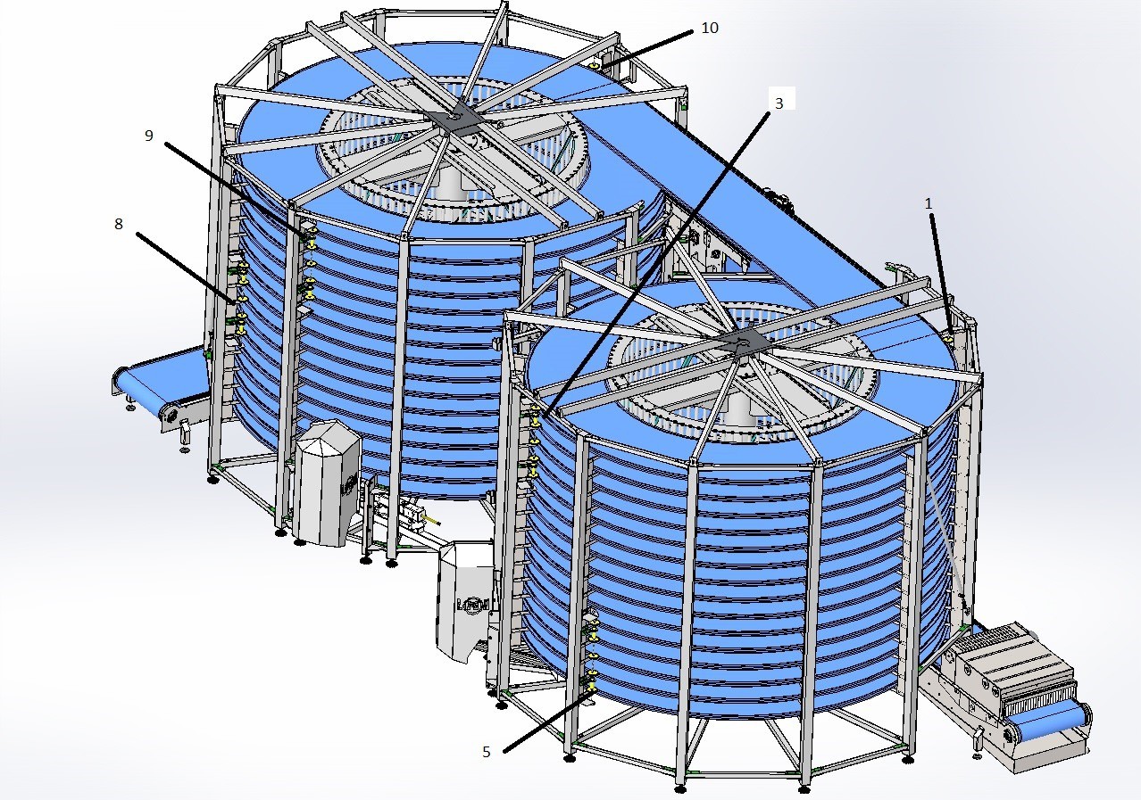 Система охлаждения спирального типа в комплекте (конвейеры ленточные)