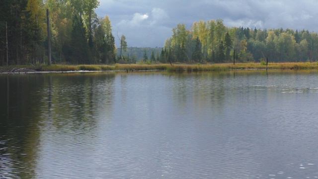 осень.озеро.