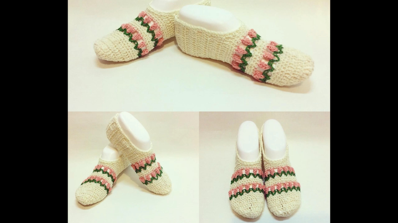 Урок вязания.Следки крючком с цветочным узором.Очень легко