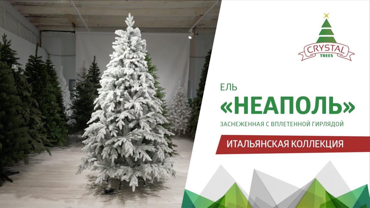 CRYSTAL TREES | Обзор | Ель "Неаполь" заснеженная с гирляндой