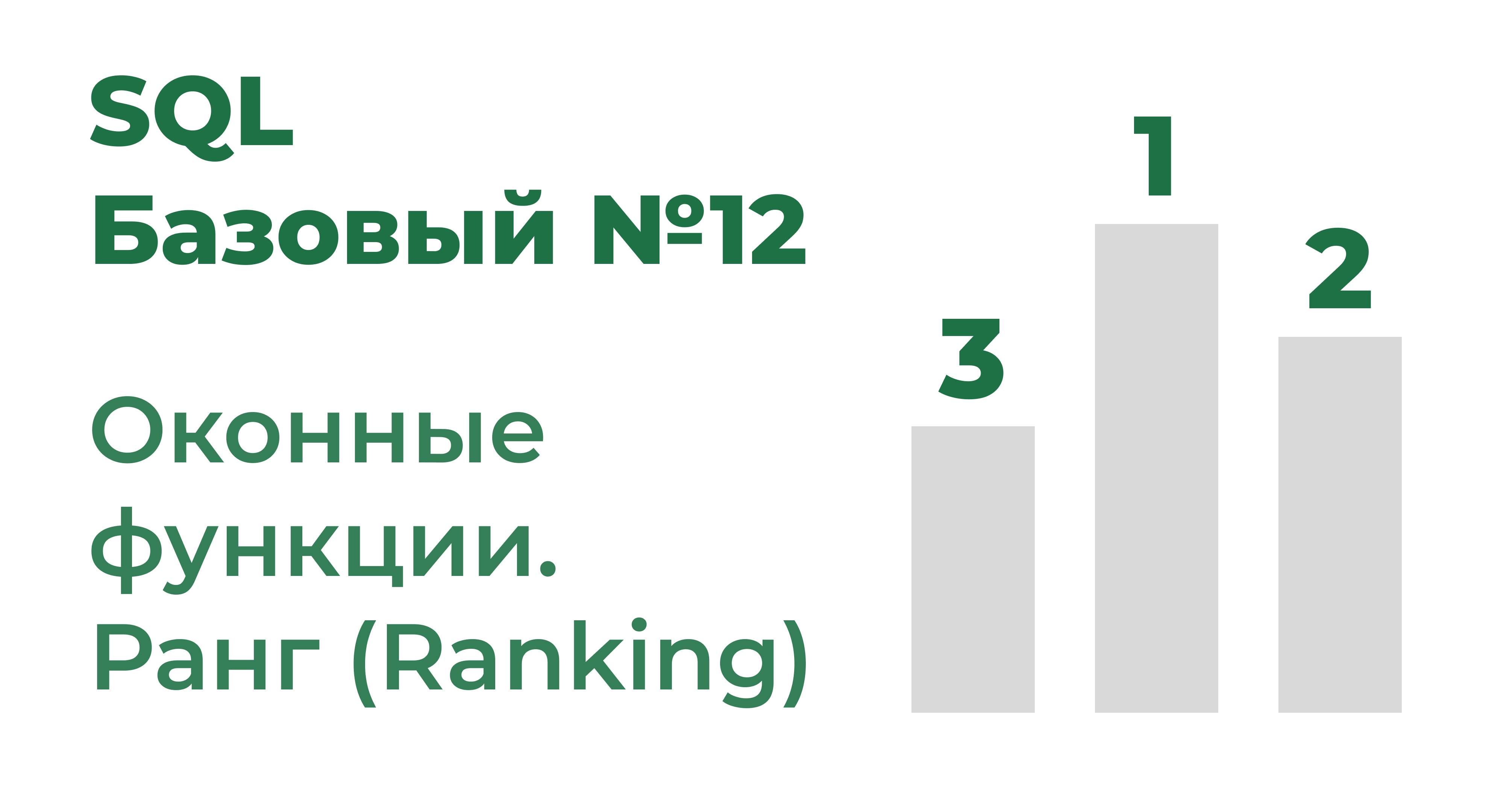 SQL Базовый №12. Оконные функции. Ранг, ранжирование (ranking)