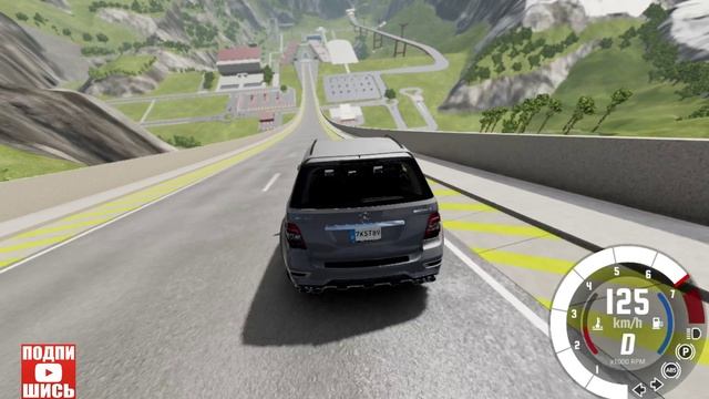 BeamNG Drive Прыжок в длину на автомобиле! (Mercedes-Benz ML-Class) Мод патруль!