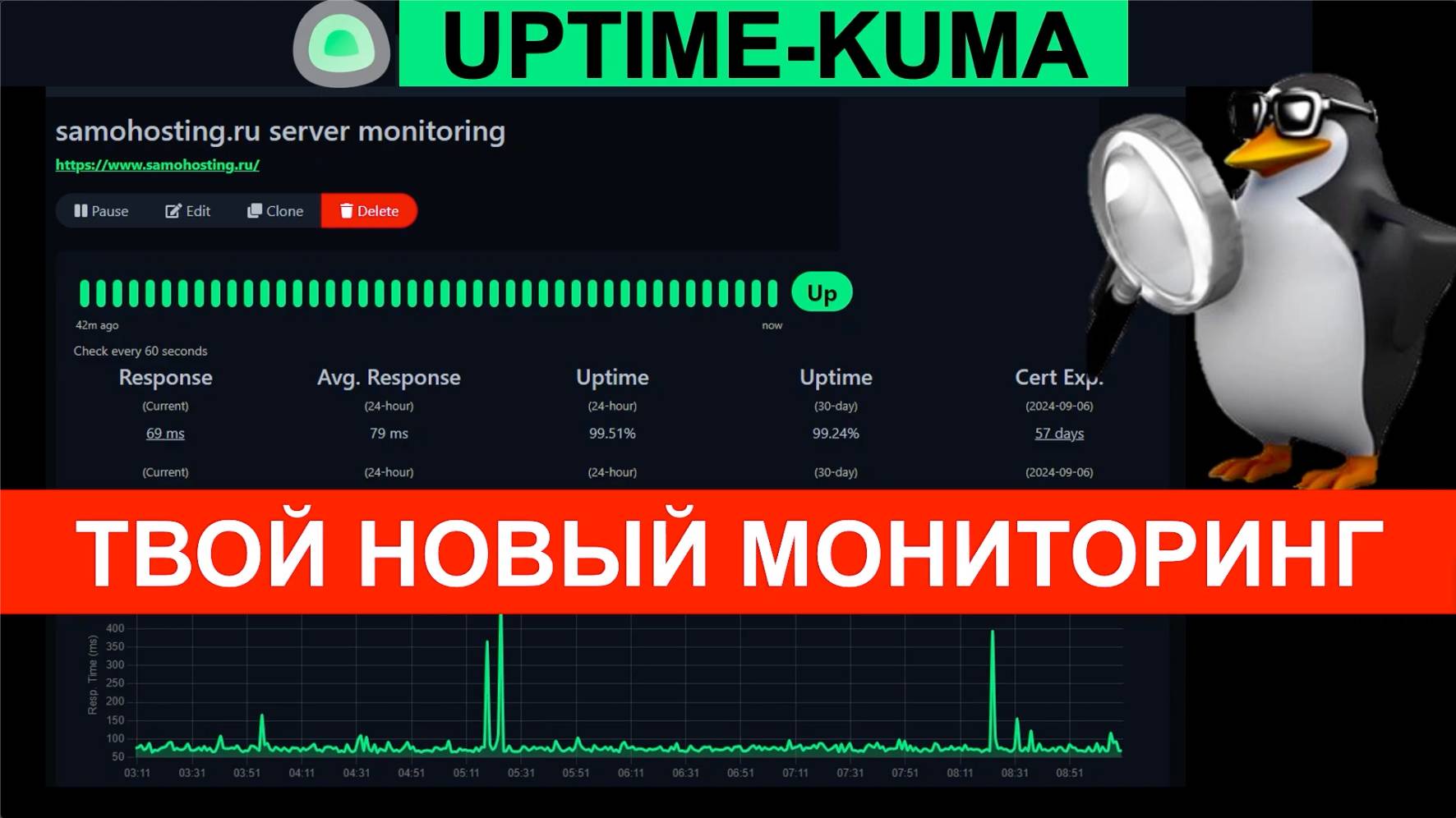 Крутой мониторинг Uptime-Kuma. Как настроить? Что умеет?