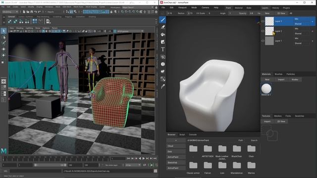 Armorpaint - Export from Maya to Armorpaint, Paiting 2d and