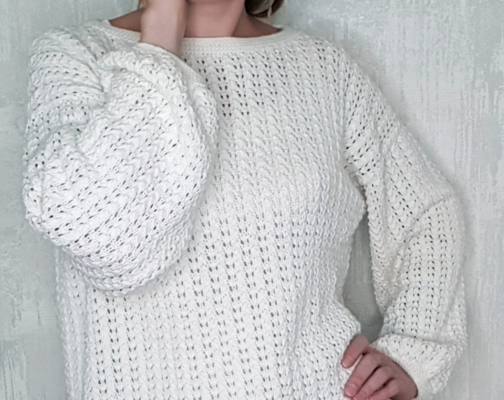 #9 Ажурный джемпер БЕЛЫЕ НОЧИ. //  Подробное описание