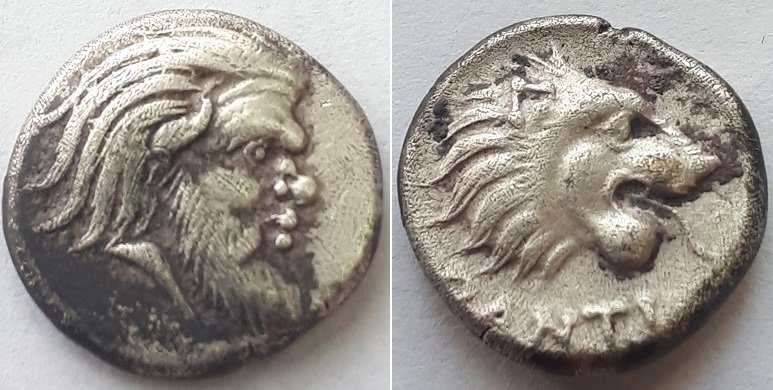 Монета Боспорского Царства Пантикапей гемидрахма 379-369 гг. до н.э.