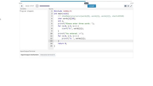 Store multiple strings in an array
