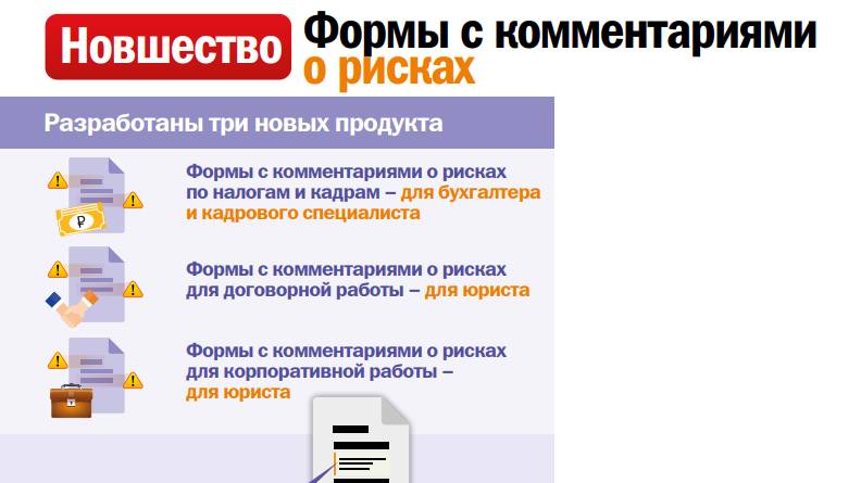 Формы с комментариями о рисках